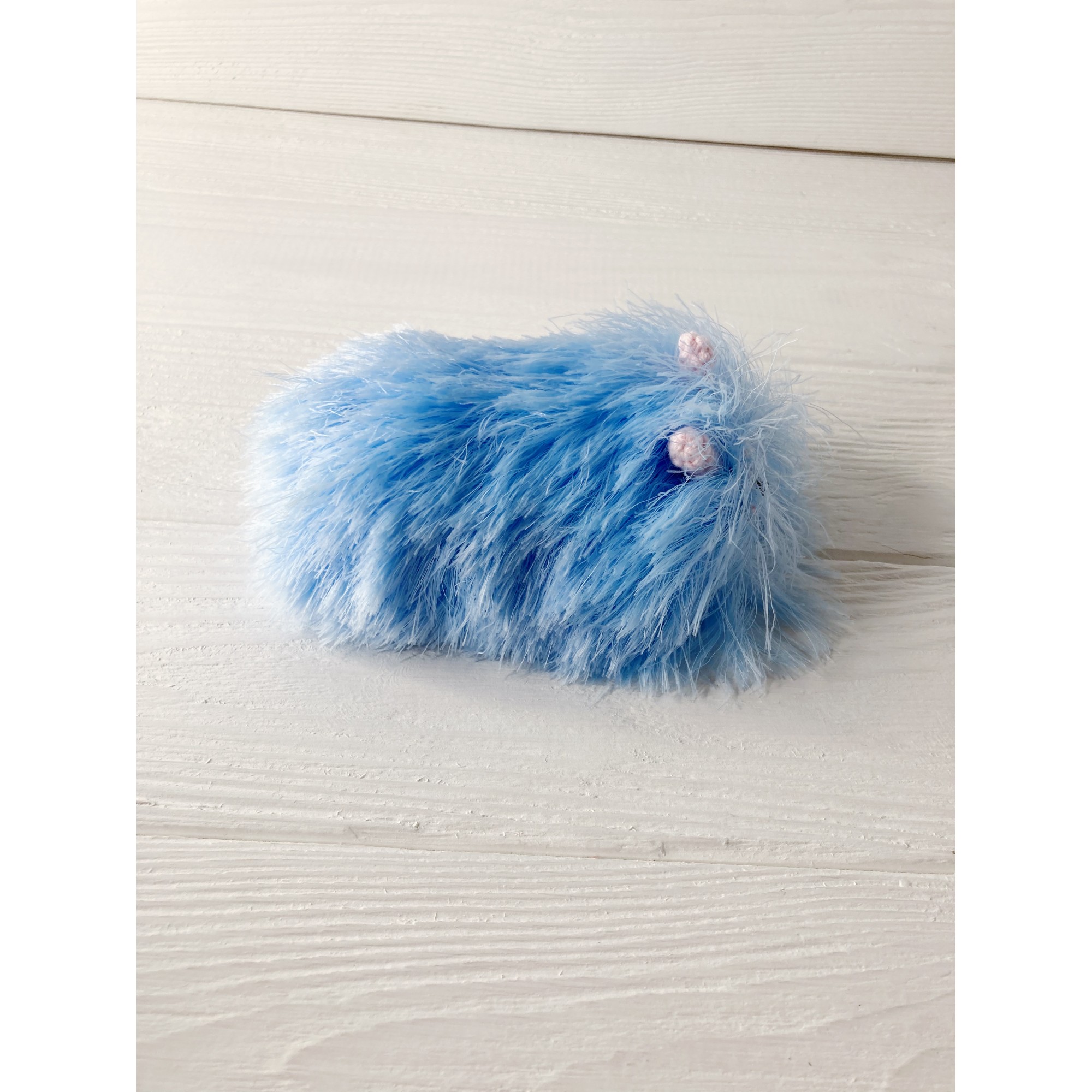 Stuffed caterpillar toy, plush blue and pink charm, cute insect lover gift