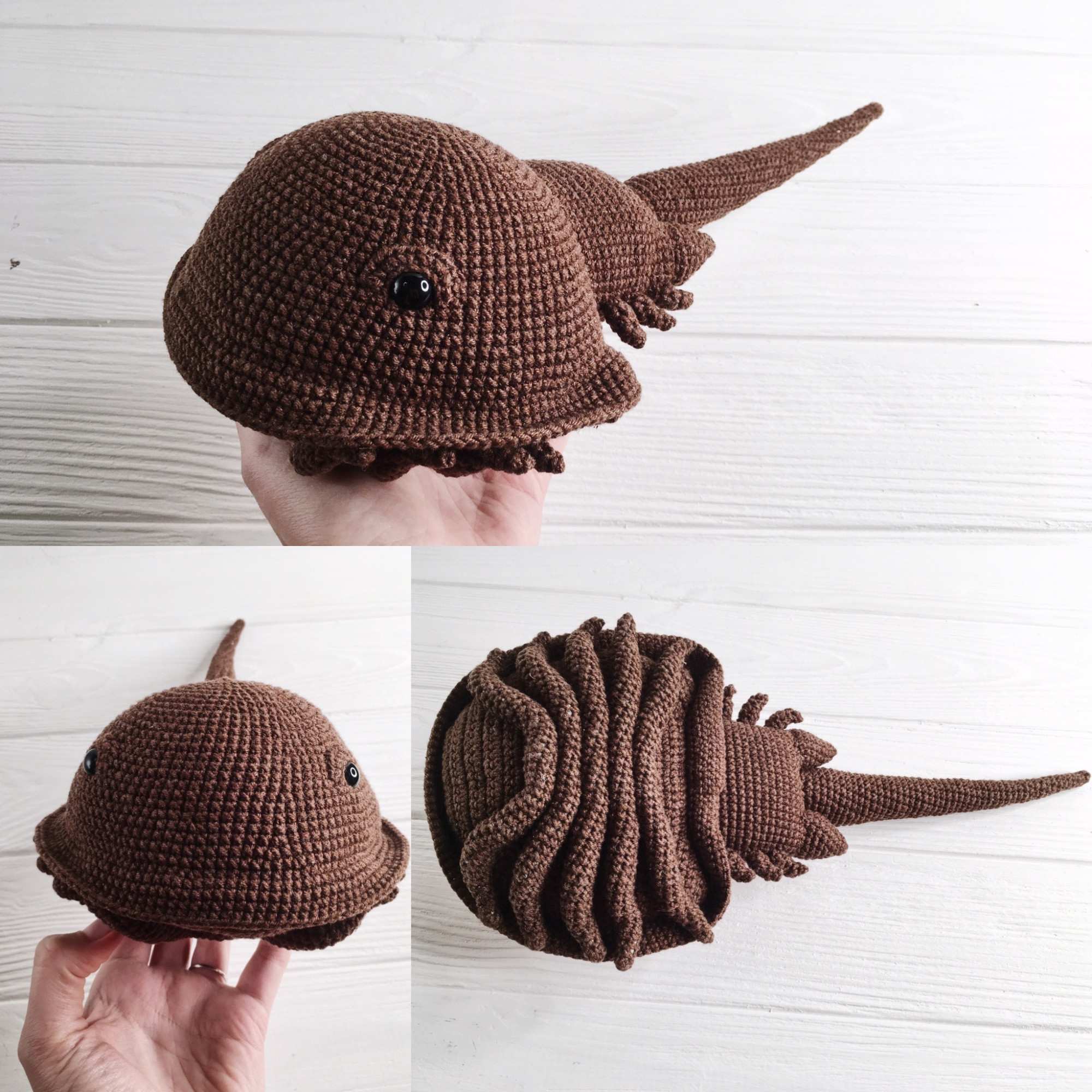 Stuffed sea creature, crochet sea animal, plush horseshoe crab