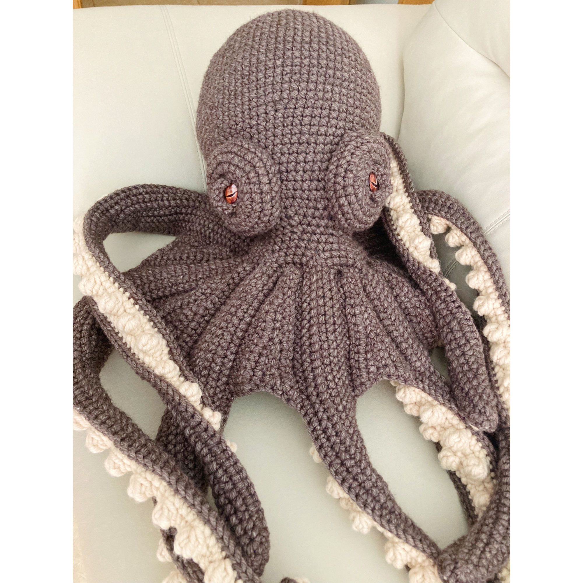Brown big sea creature, crochet sea animal, stuffed giant octopus