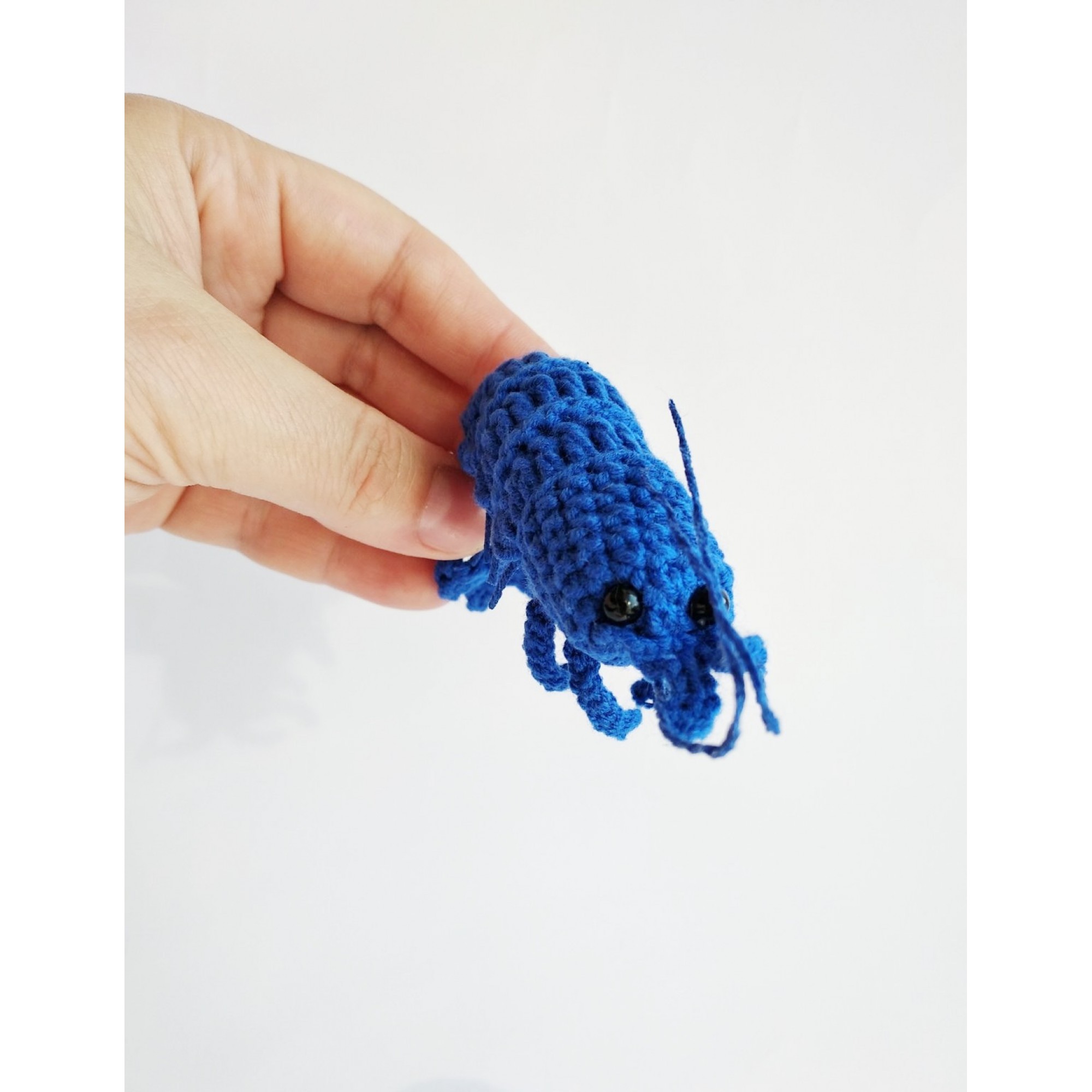 Stuffed sea animal, crochet sea creature, plush blue shrimp