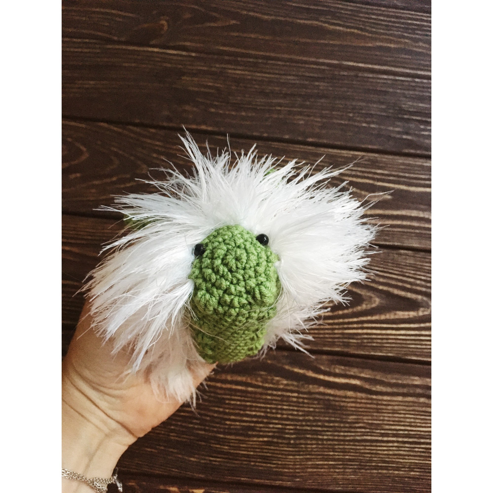 Stuffed caterpillar toy, plush white charm, cute insect lover gift