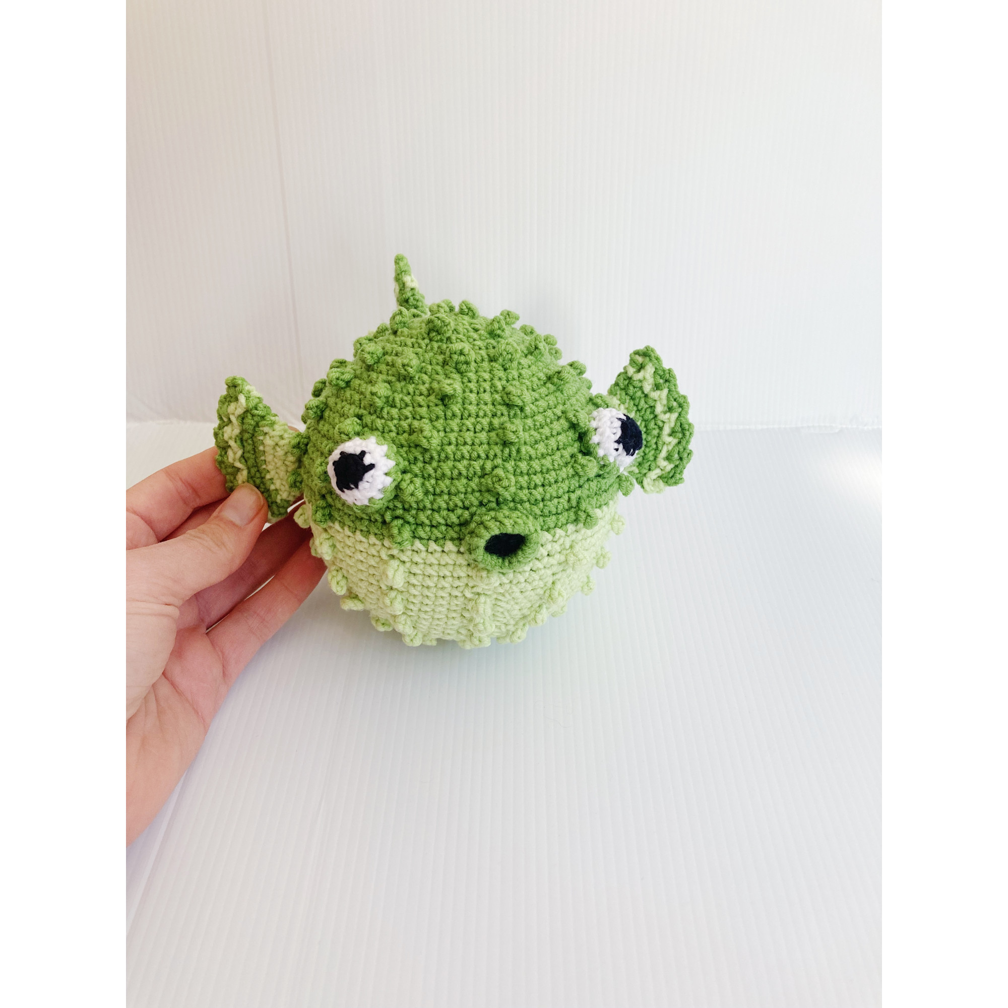Stuffed sea creatures, plush puffer fish toy green