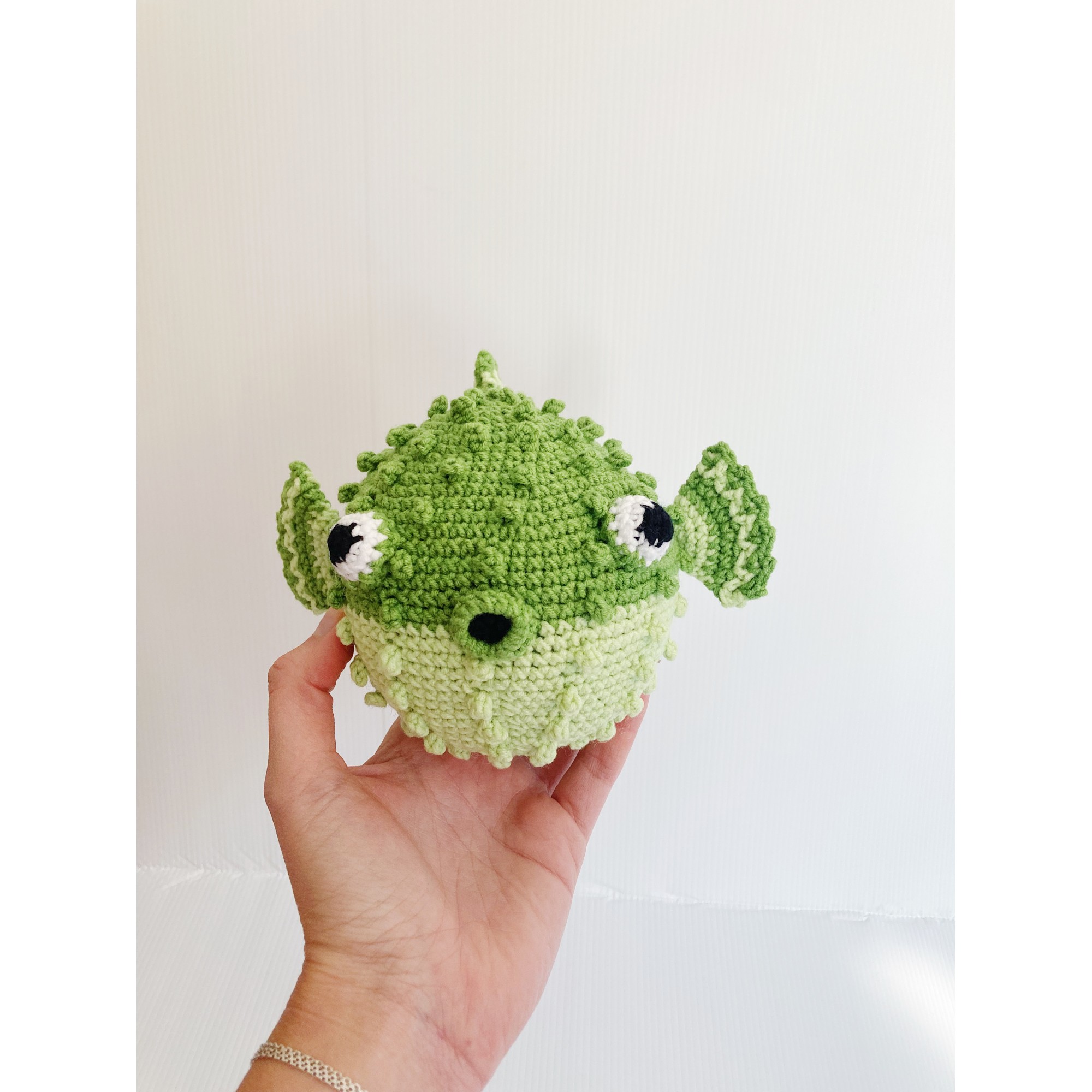 Stuffed sea creatures, plush puffer fish toy green