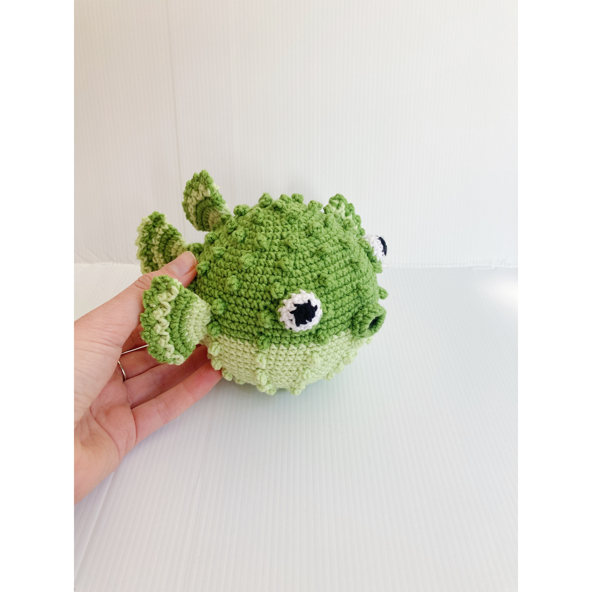 Stuffed sea creatures, plush puffer fish toy green