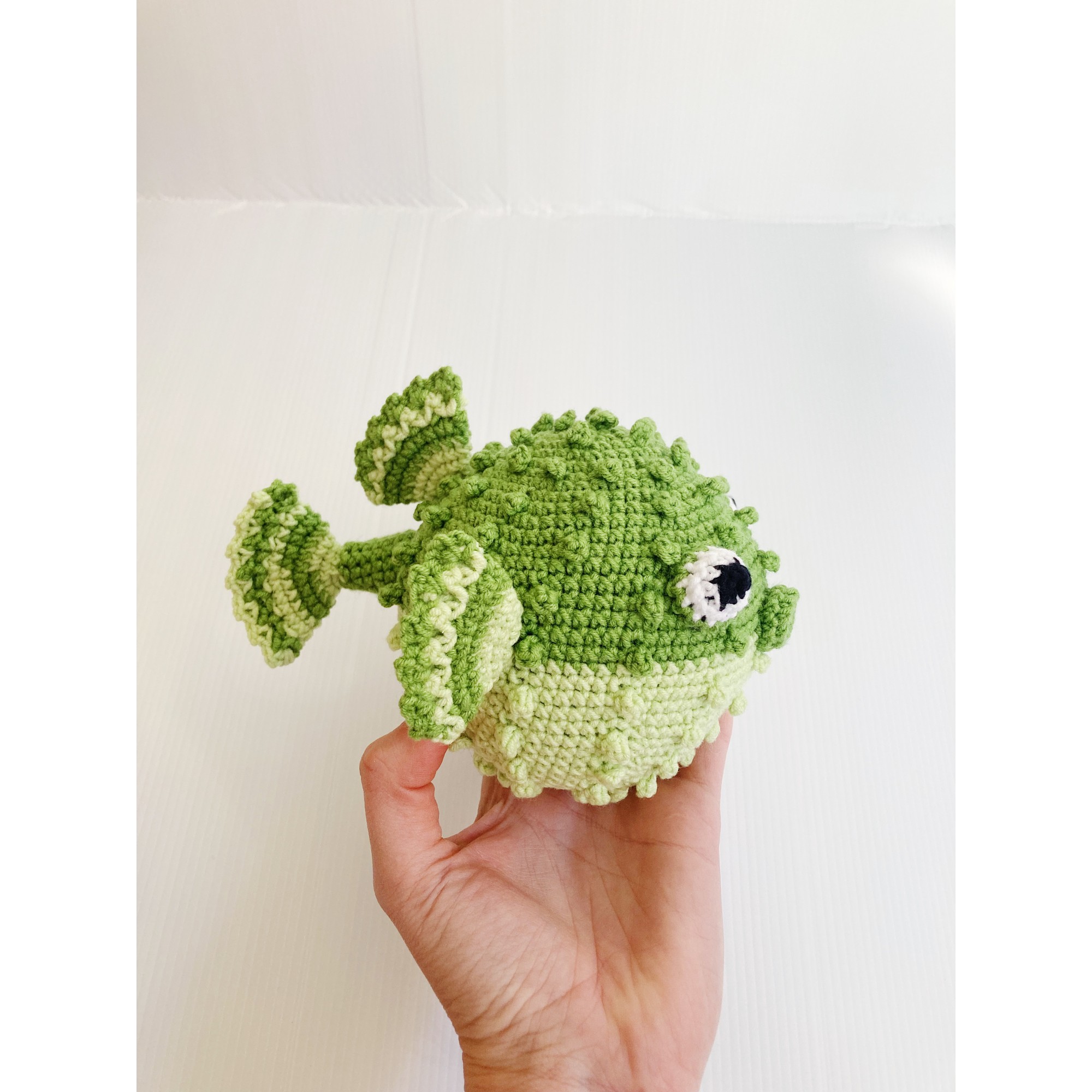 Stuffed sea creatures, plush puffer fish toy green