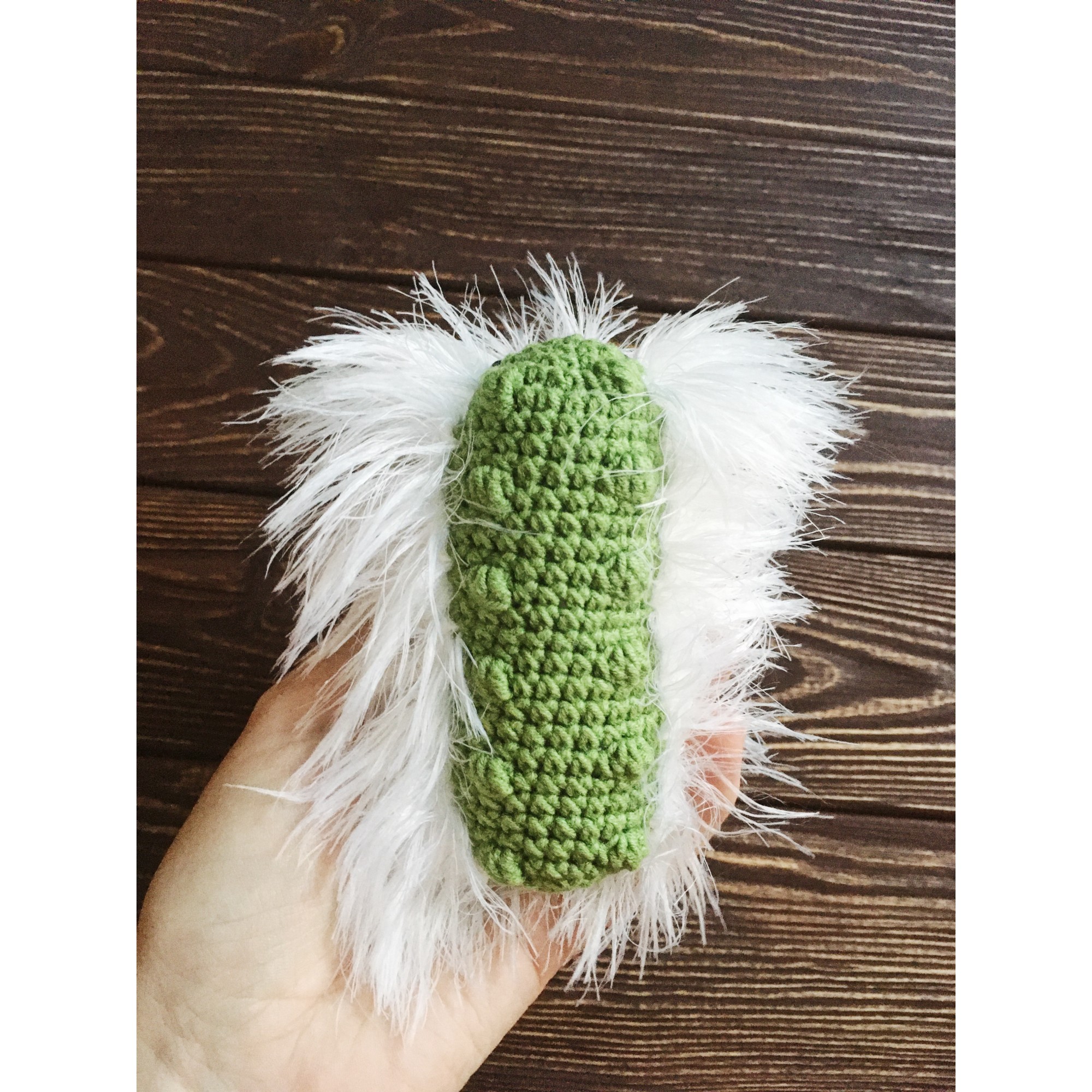 Stuffed caterpillar toy, plush white charm, cute insect lover gift