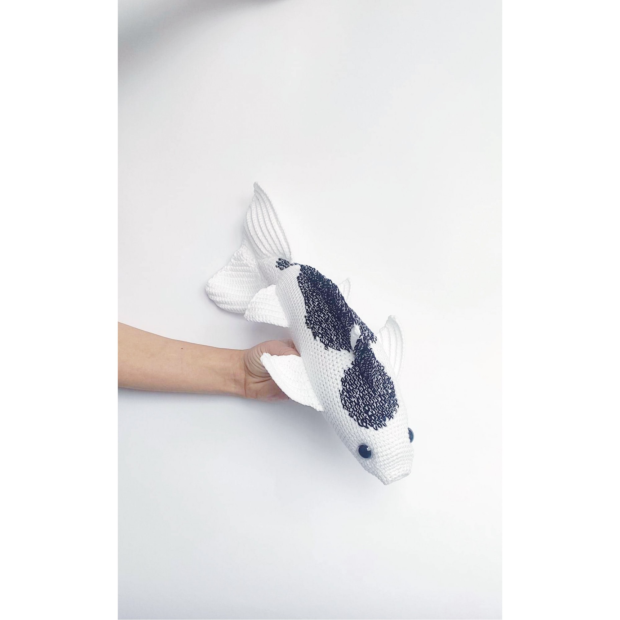 Stuffed sea creatures, plush koi fish grey