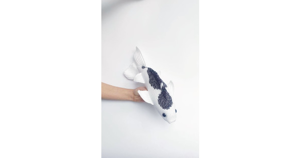 Stuffed sea creatures, plush koi fish grey