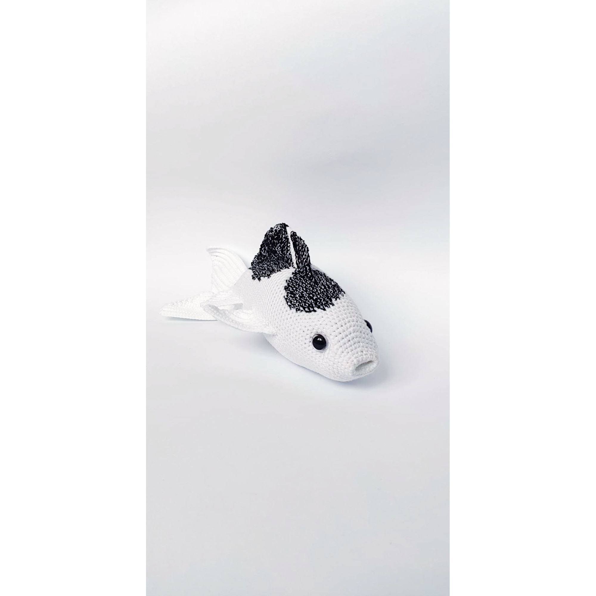 Stuffed sea creatures, plush koi fish grey