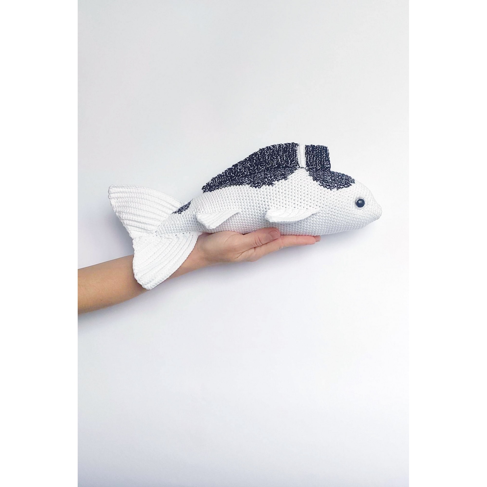 Stuffed sea creatures, plush koi fish grey