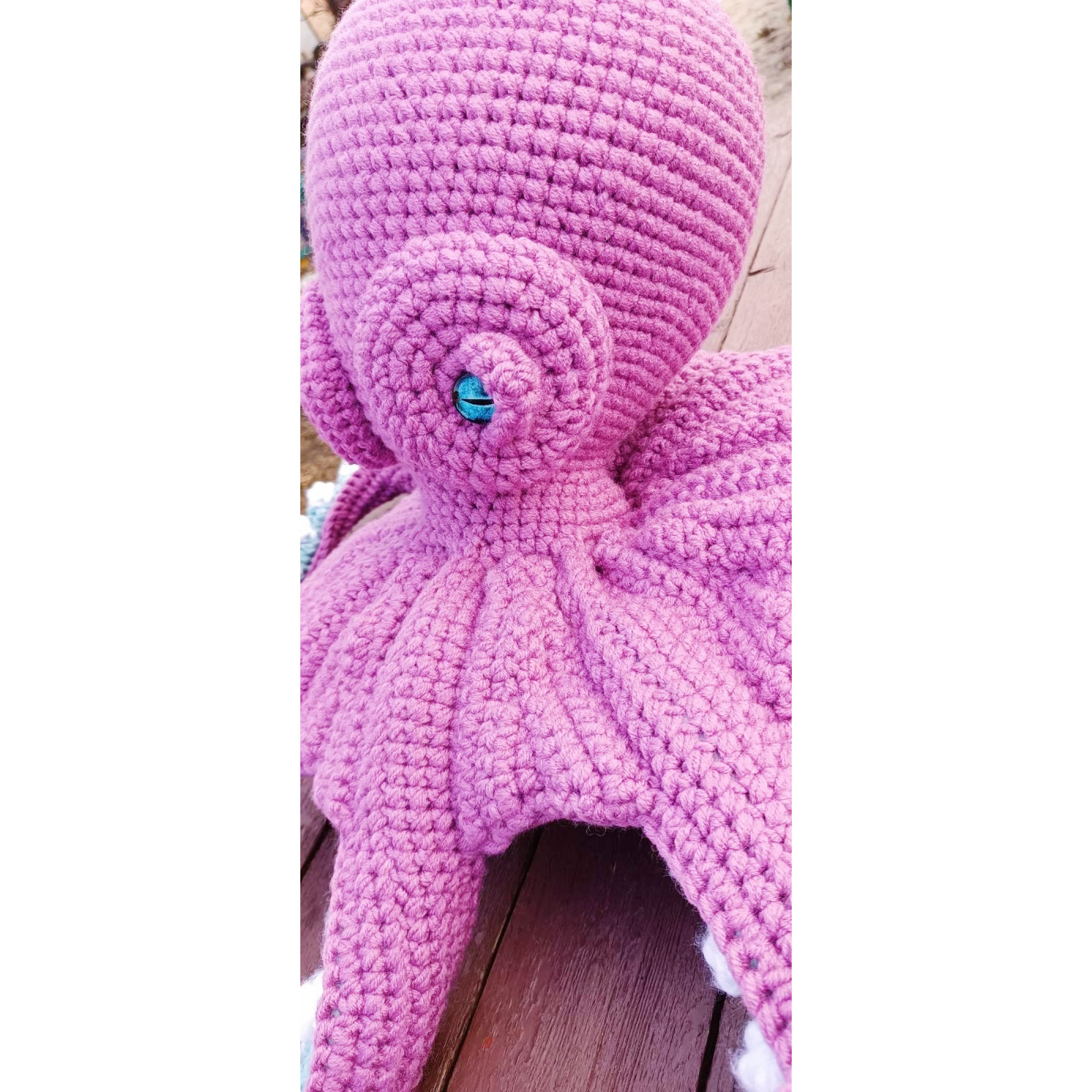 Pink and teal giant octopus, crochet sea animal, stuffed big sea creature