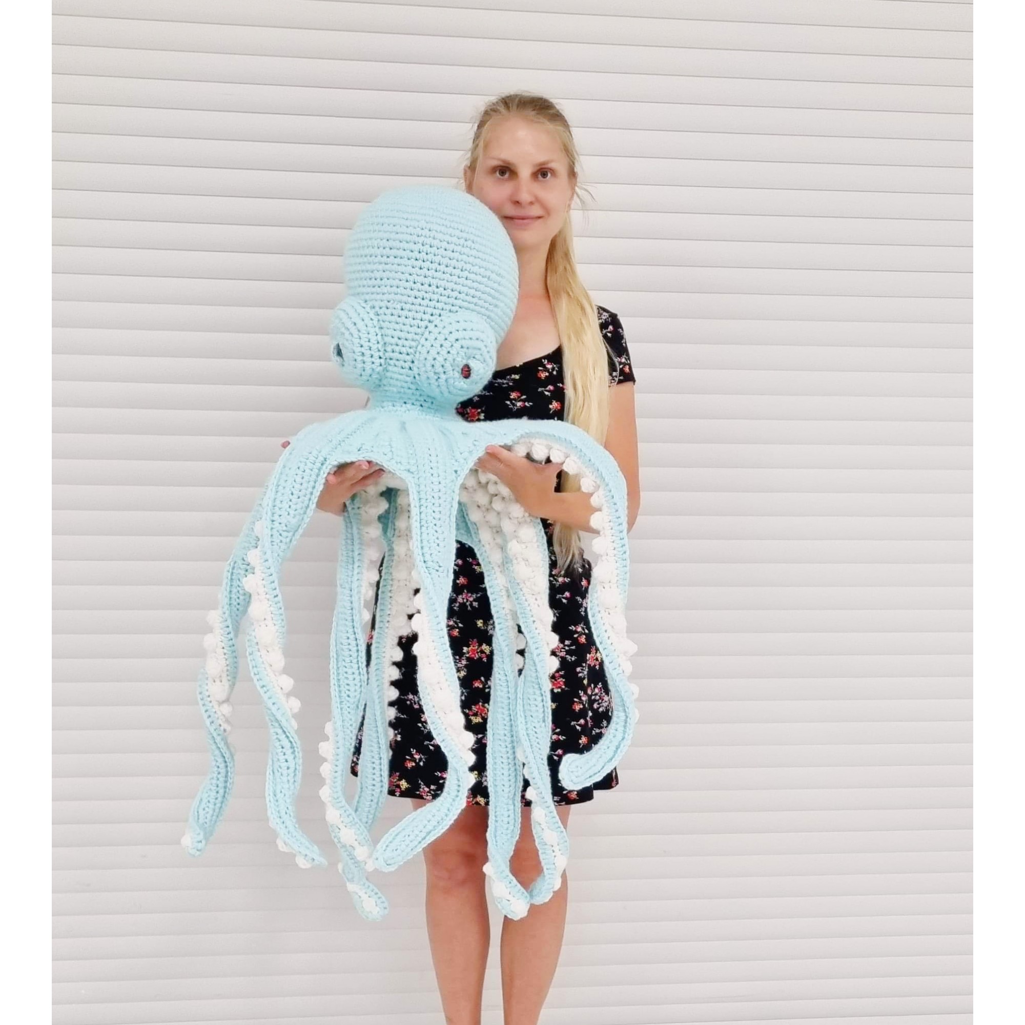 Sky blue giant octopus, crochet sea animal, stuffed big sea creature