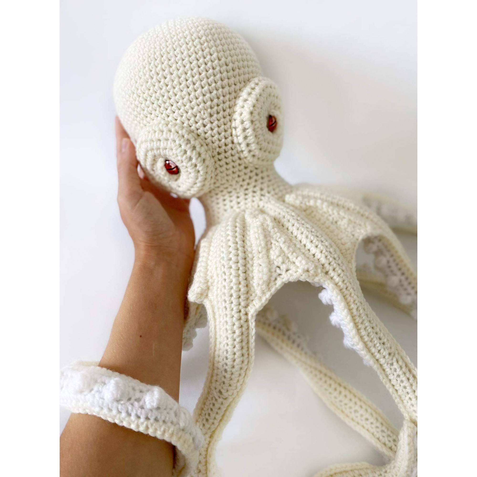 Crochet sea creature, plush sea animal, large stuffed octopus beige