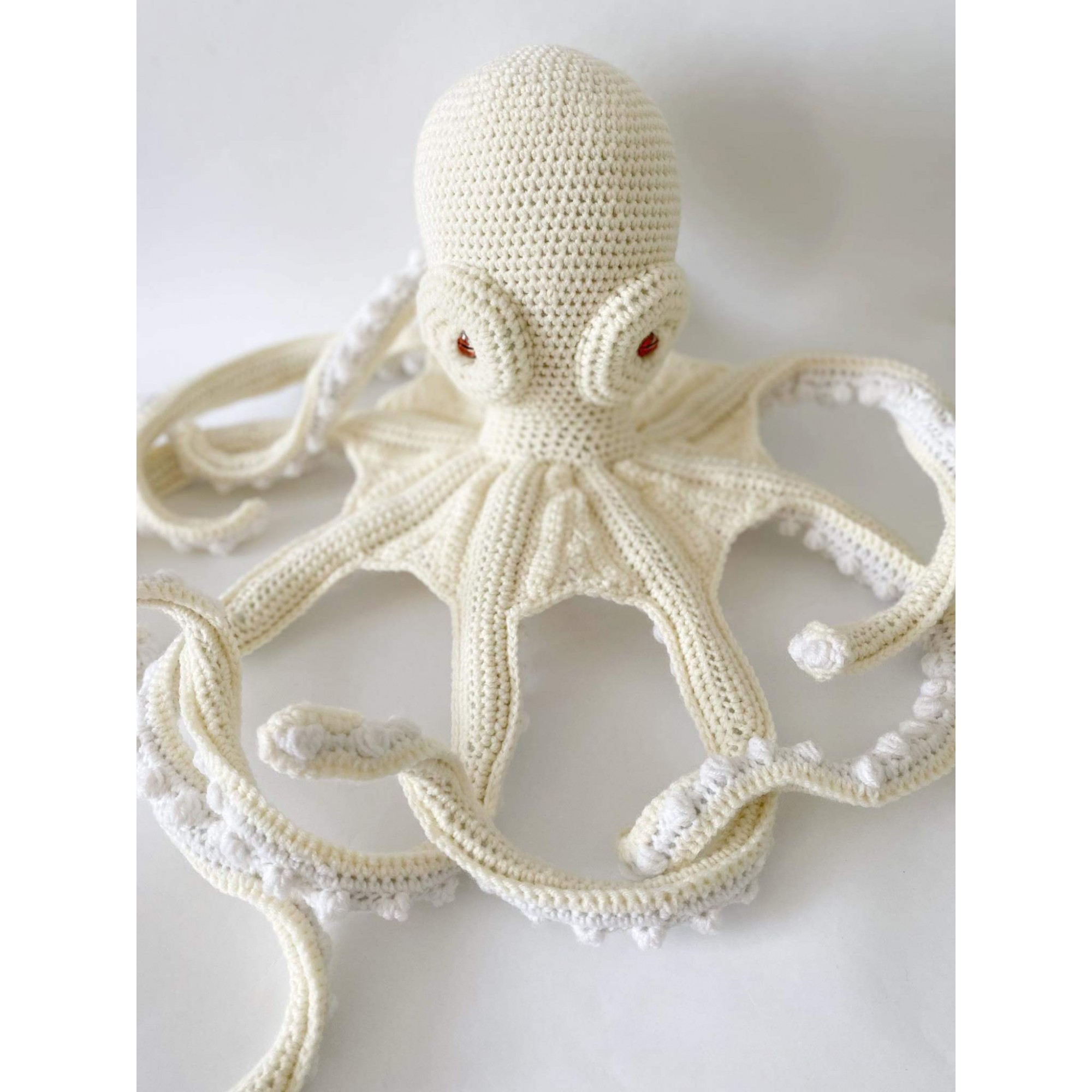 Crochet sea creature, plush sea animal, large stuffed octopus beige