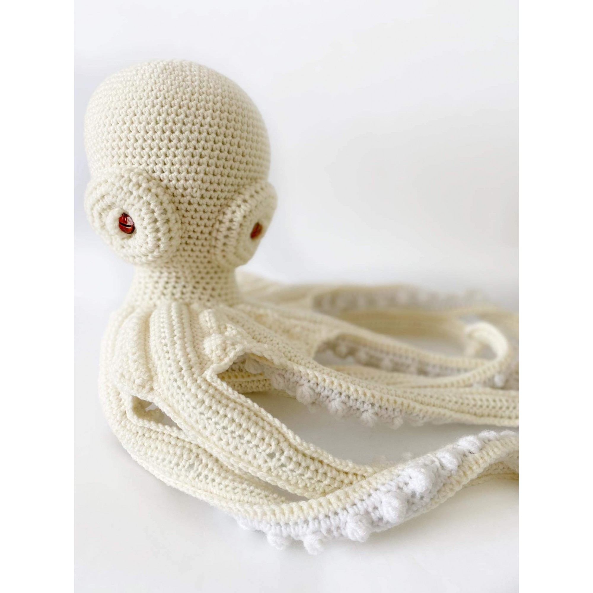 Crochet sea creature, plush sea animal, large stuffed octopus beige