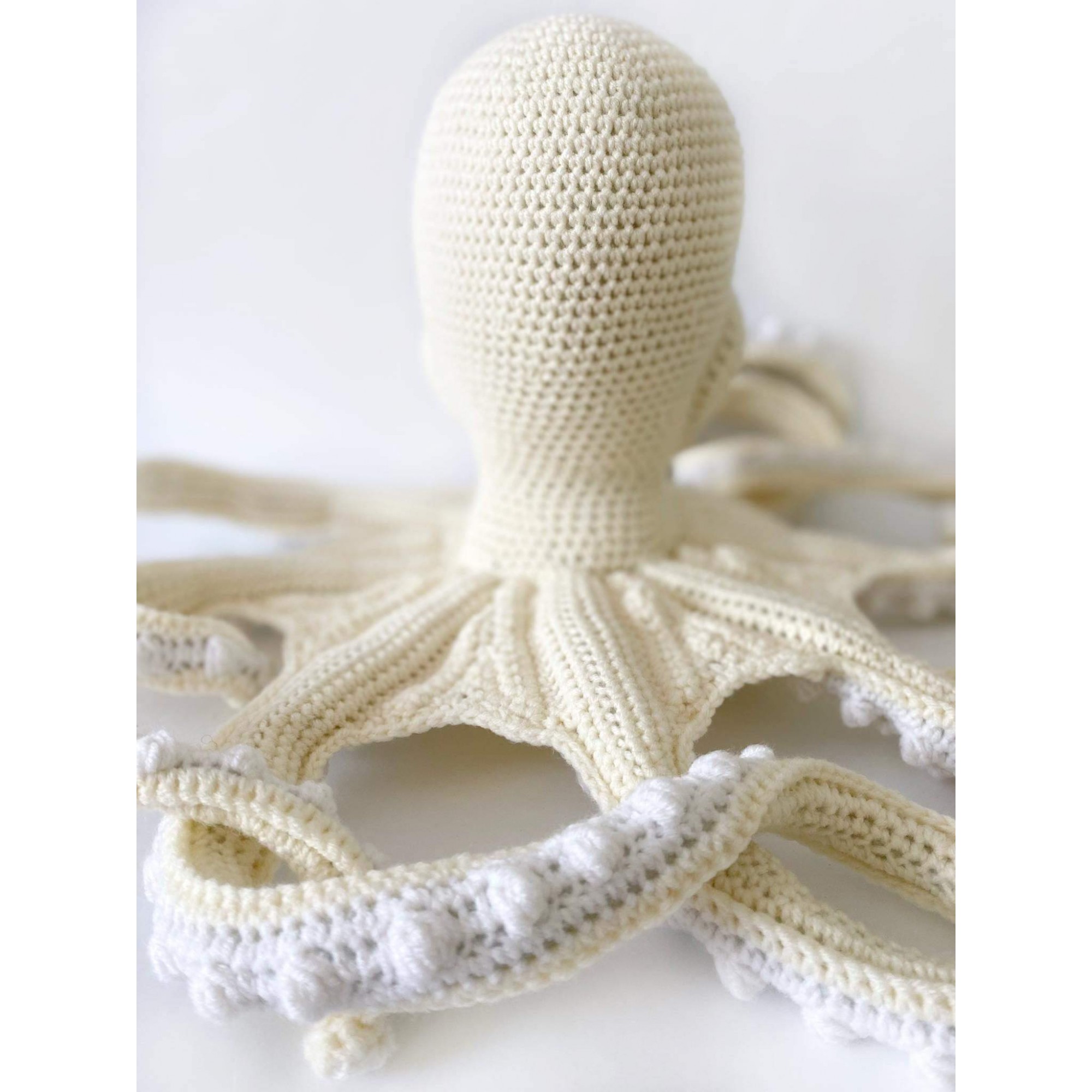 Crochet sea creature, plush sea animal, large stuffed octopus beige