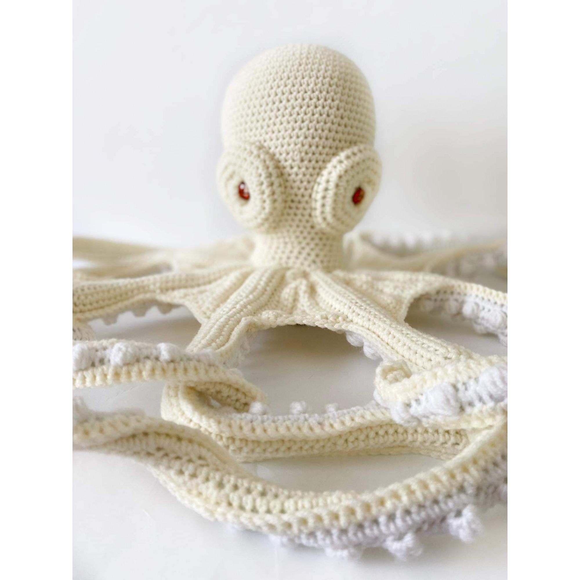 Crochet sea creature, plush sea animal, large stuffed octopus beige