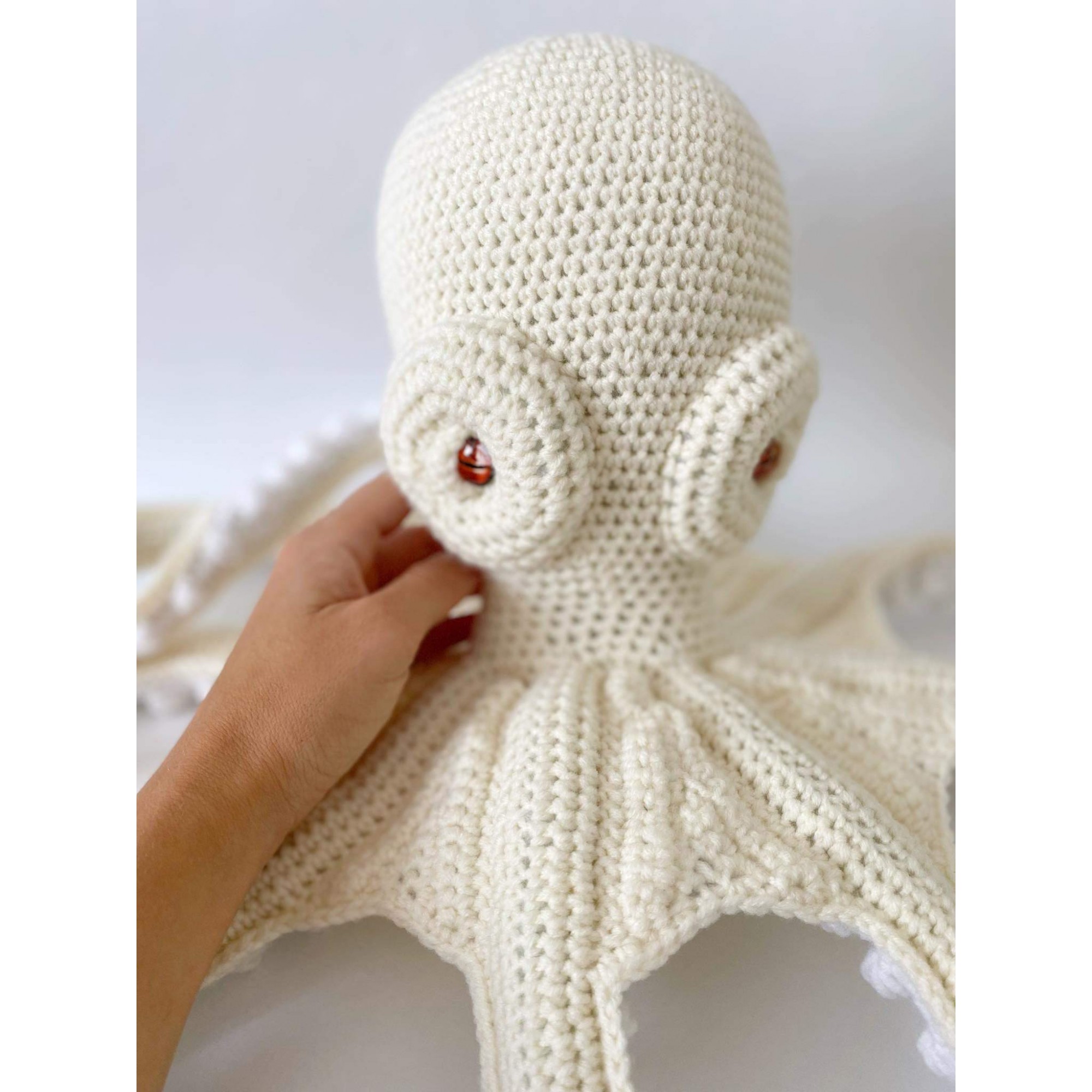 Crochet sea creature, plush sea animal, large stuffed octopus beige