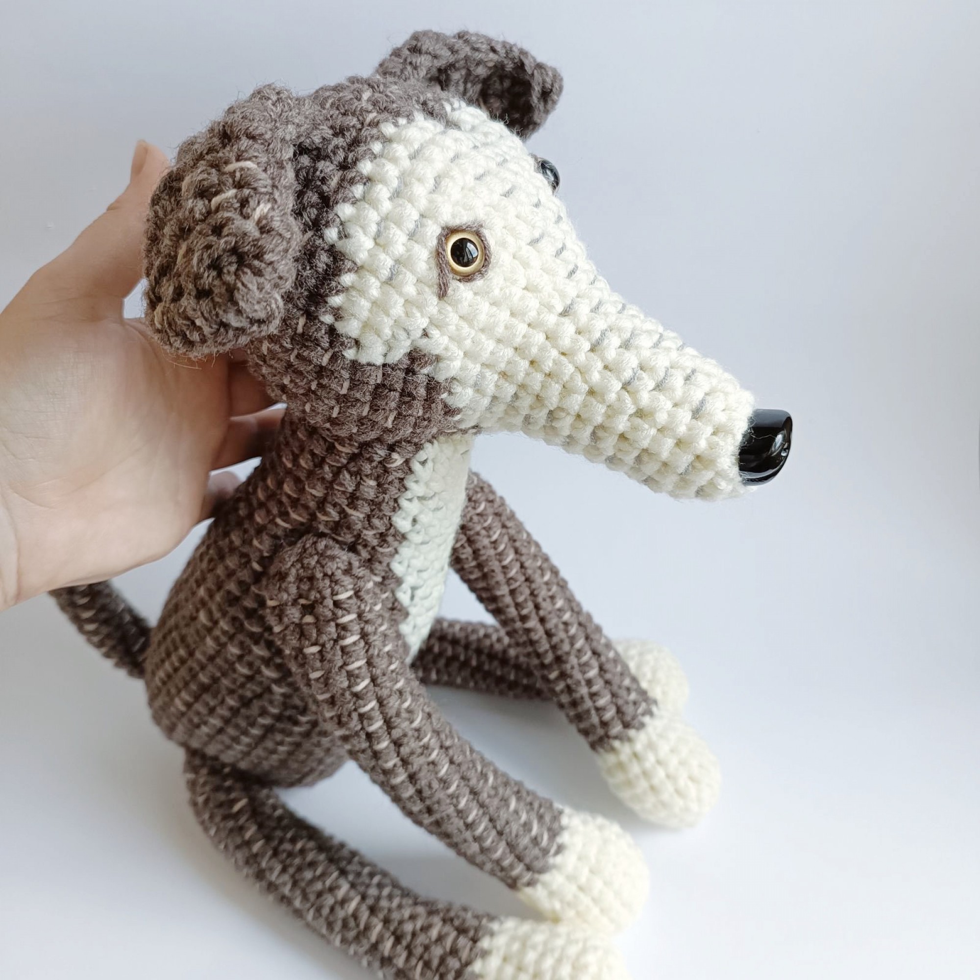 Crochet stuffed dogs, posable whippet, personalized gift for dog lovers