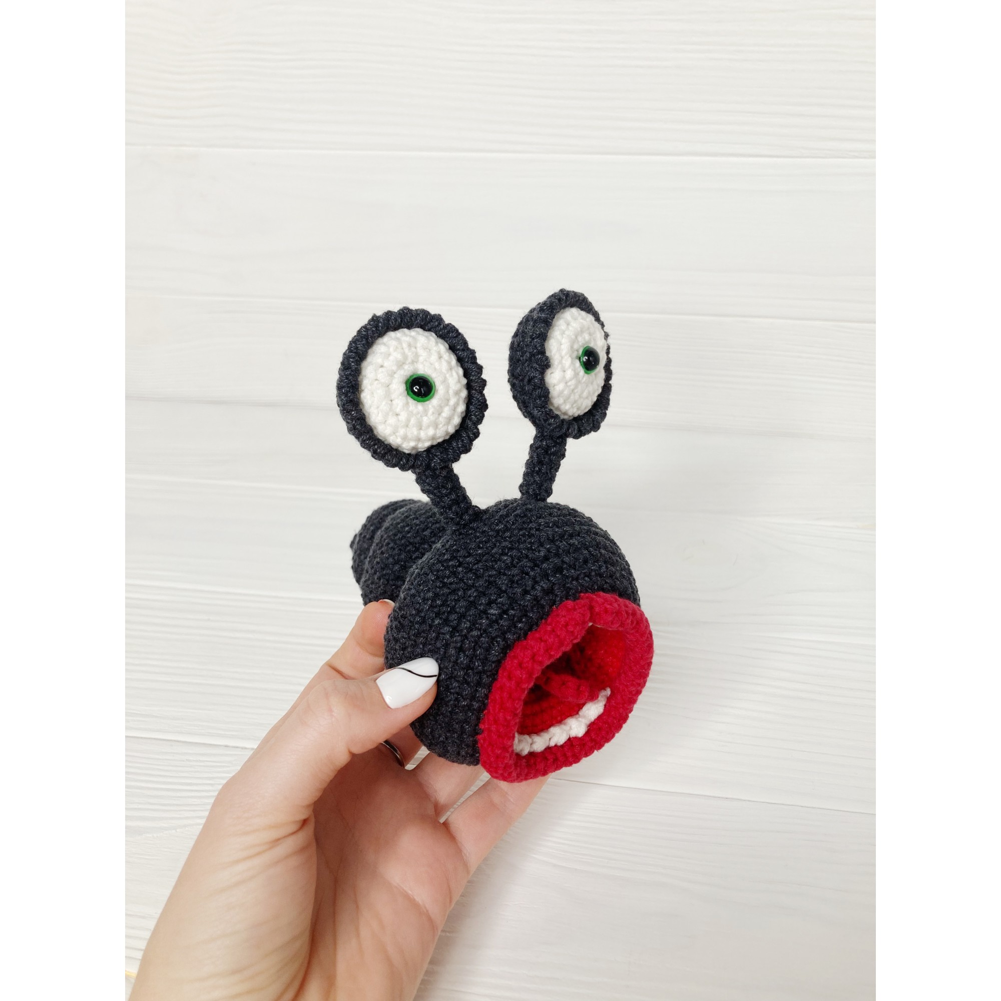 Plush black slug toy, stuffed animal snail, slug lover gift