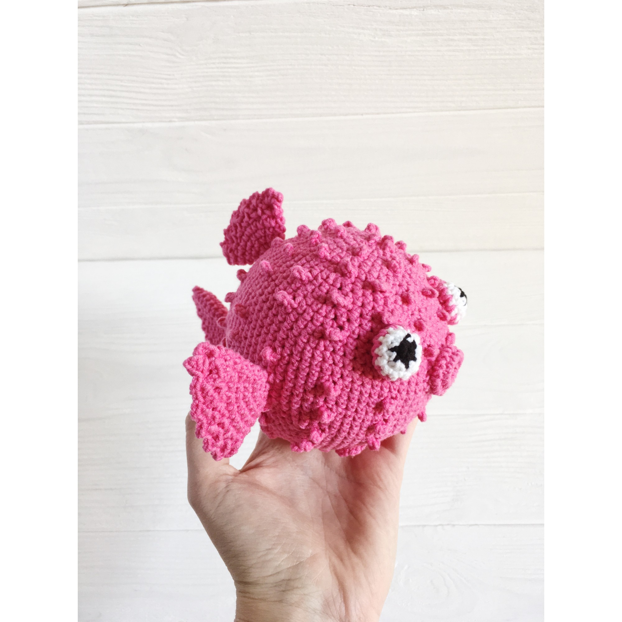 Stuffed sea creatures, plush puffer fish toy pink