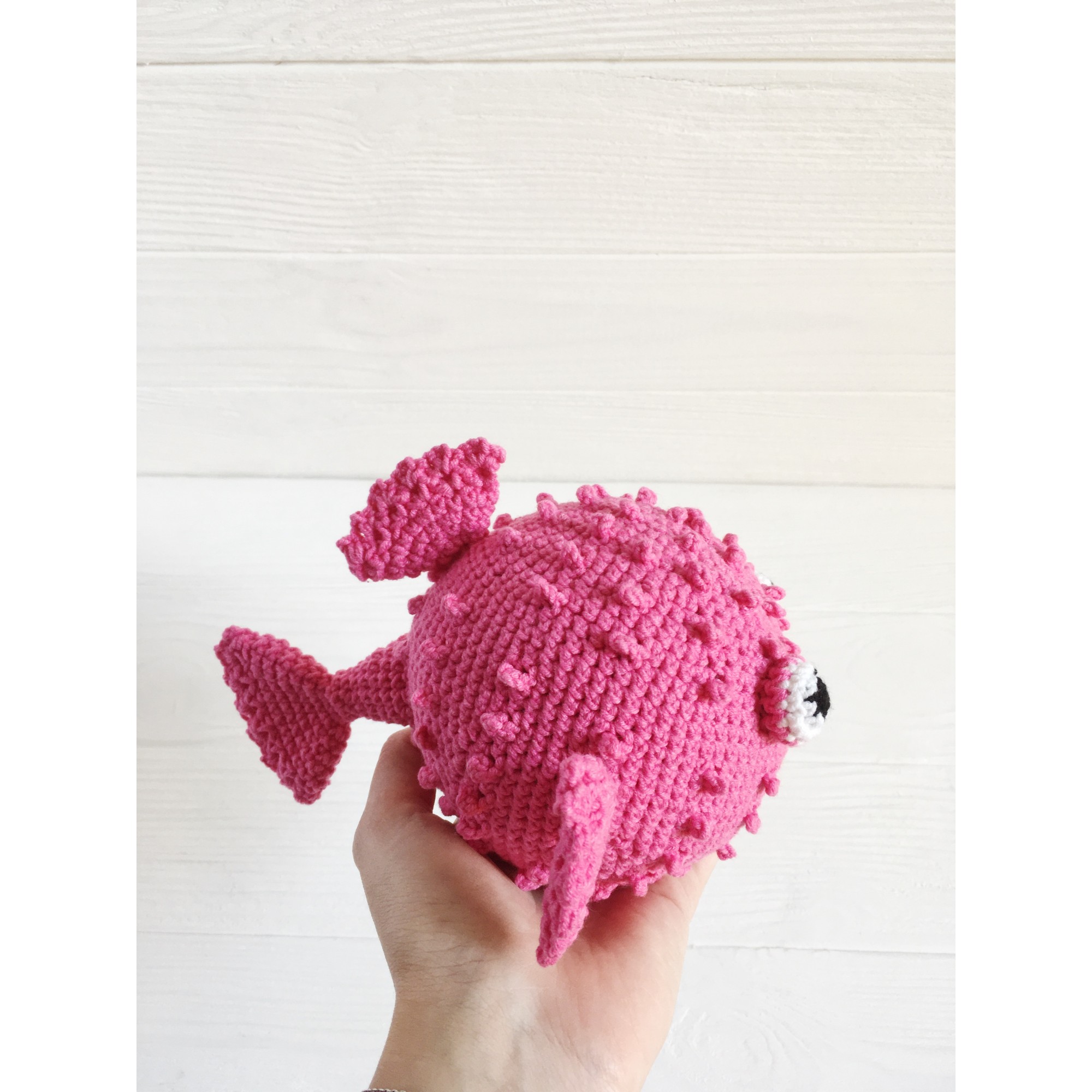 Stuffed sea creatures, plush puffer fish toy pink