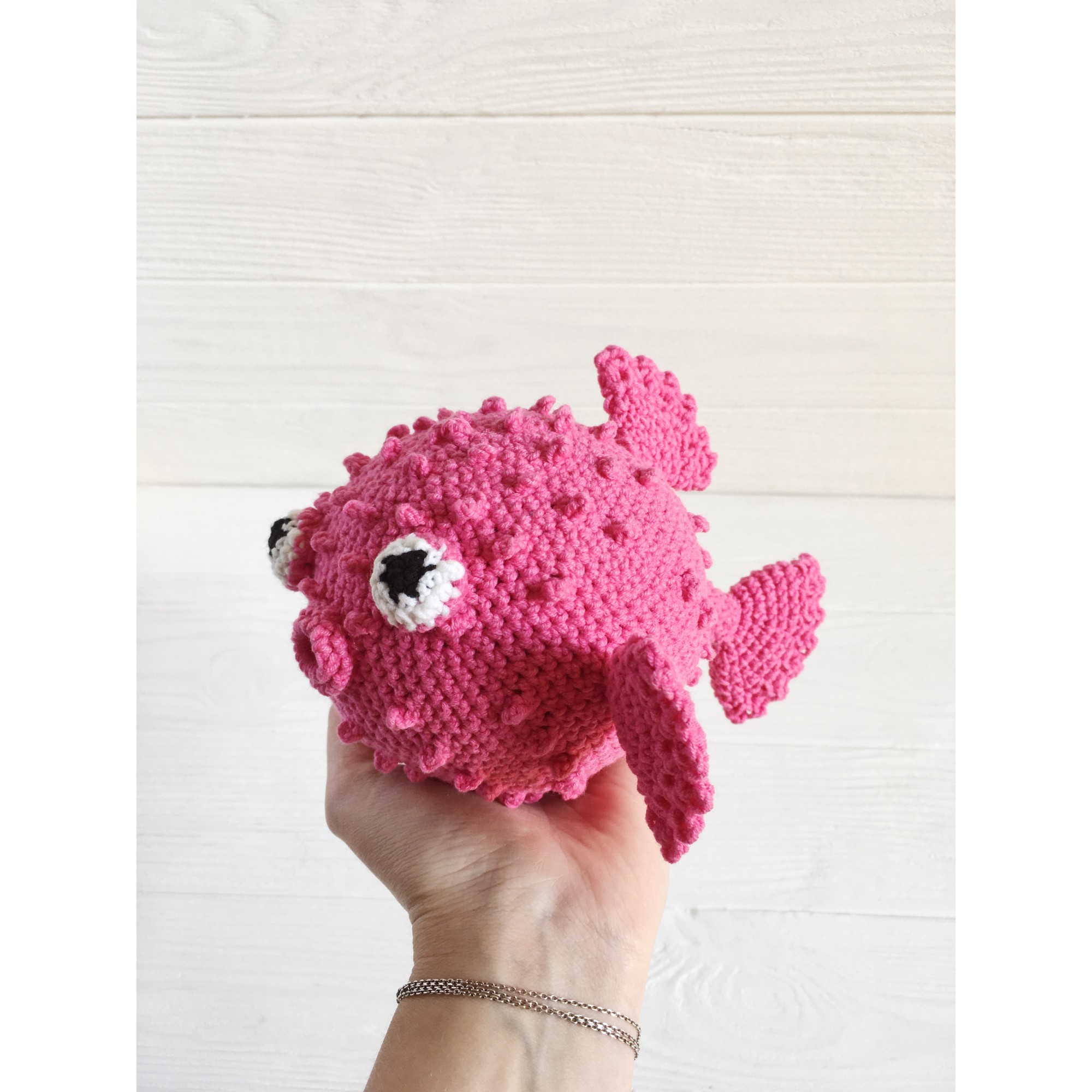 Stuffed sea creatures, plush puffer fish toy pink